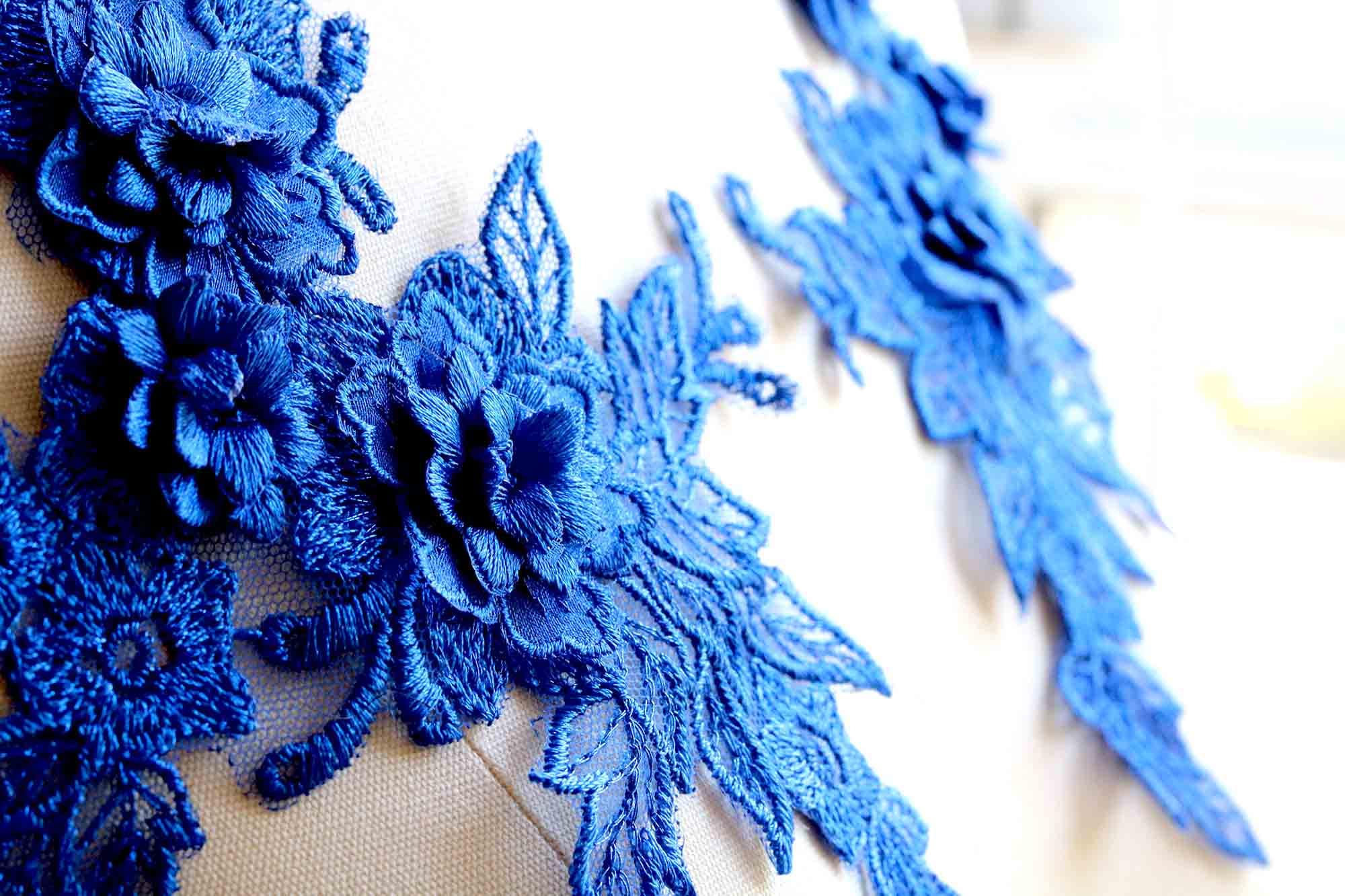 A189-e Royal Blue Lace Applique Lace Applique 3D Lace | Etsy