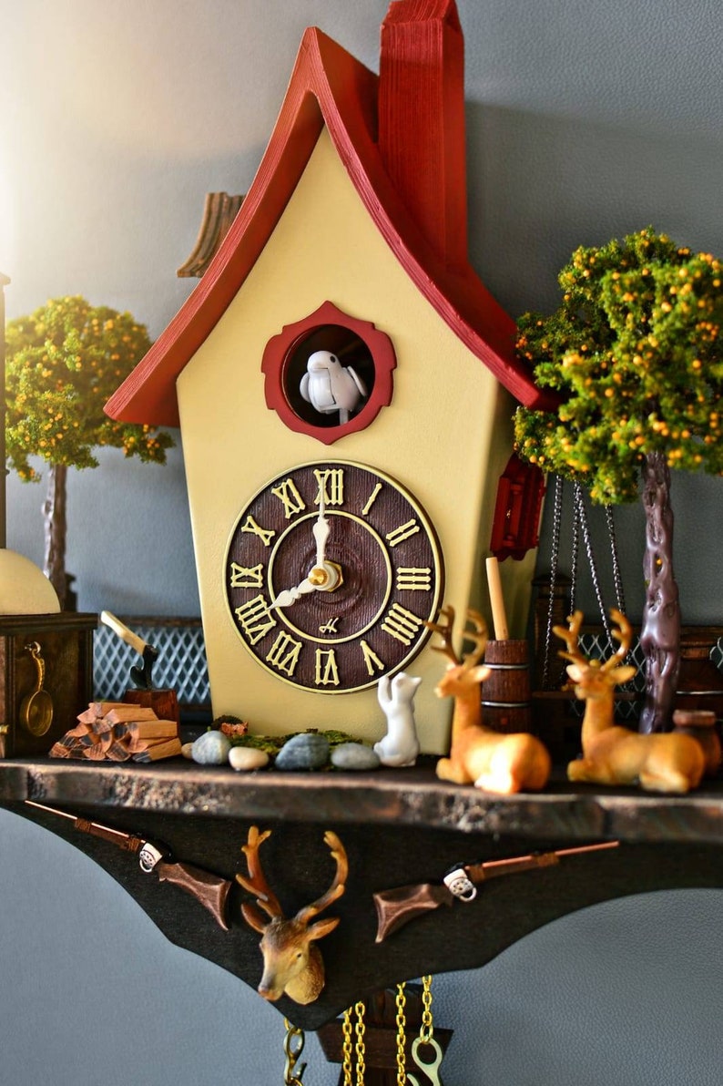 cuckoo-clockwall-clock-modern-cuckoo-clock-home-decorhand-etsy