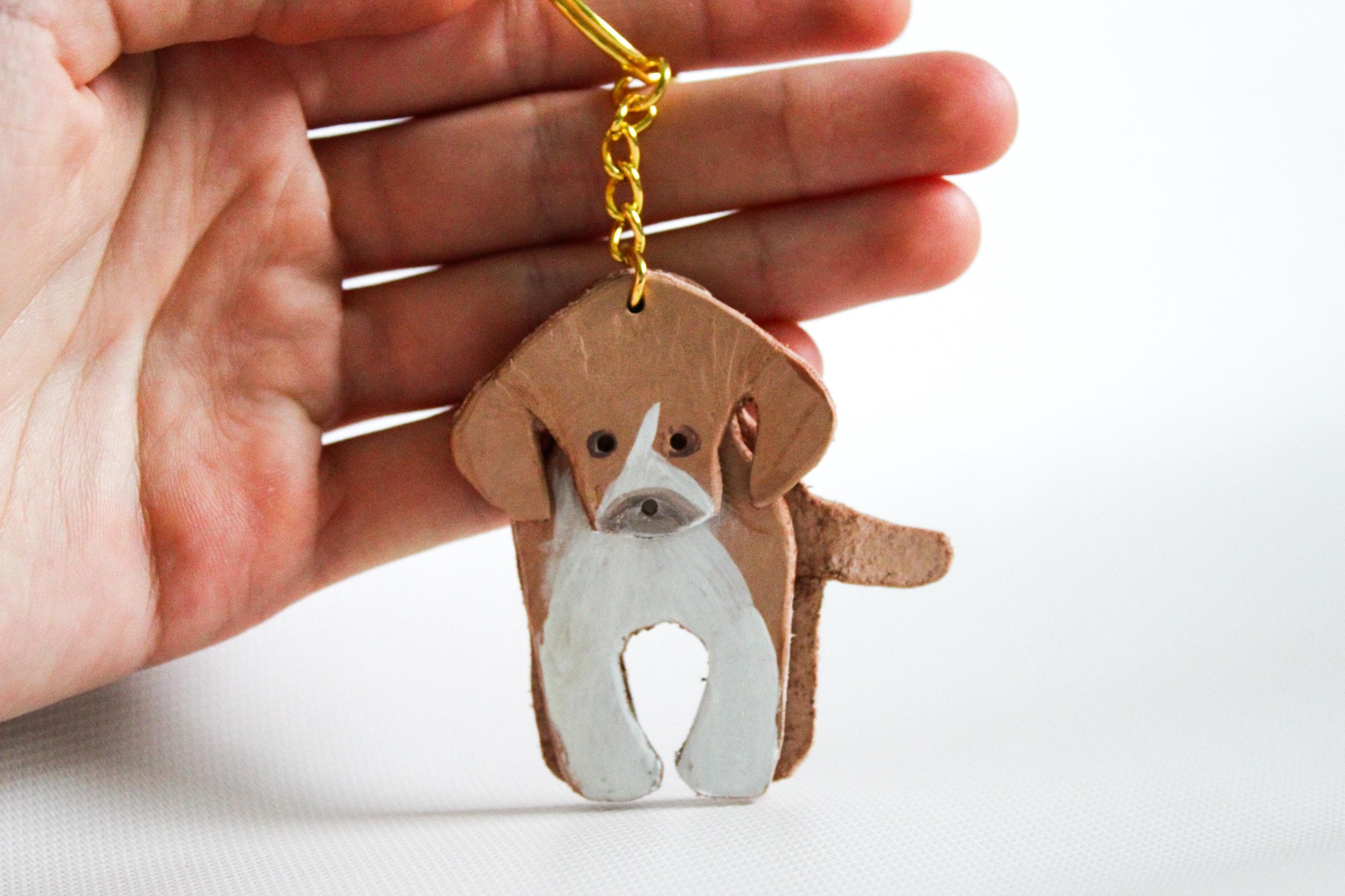 Custom Leather Dog Keychain Personalized Pet Gift Handmade Pet Portrait ...