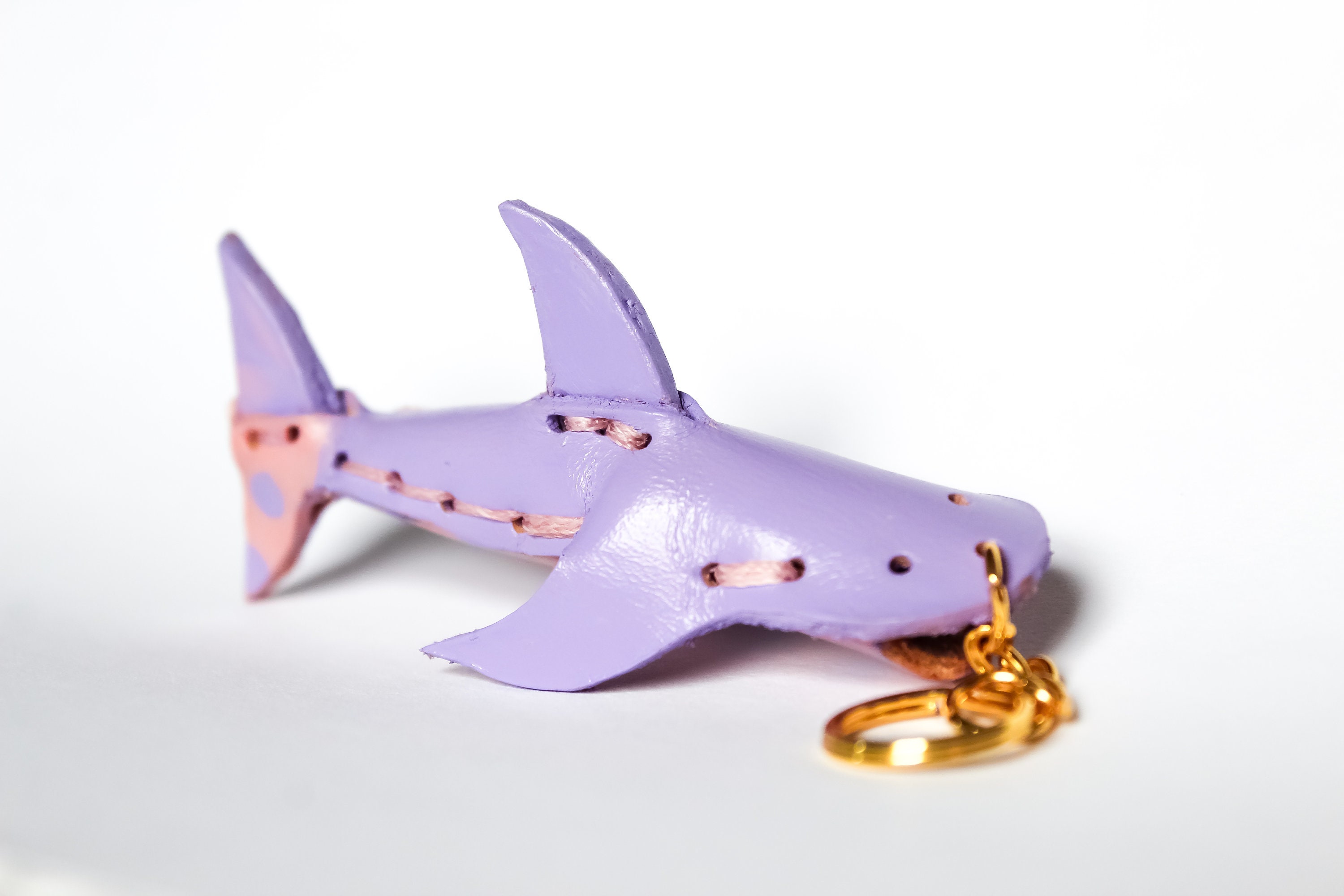 Small Leather Baby Shark Keychain Custom Colors Handmade - Etsy