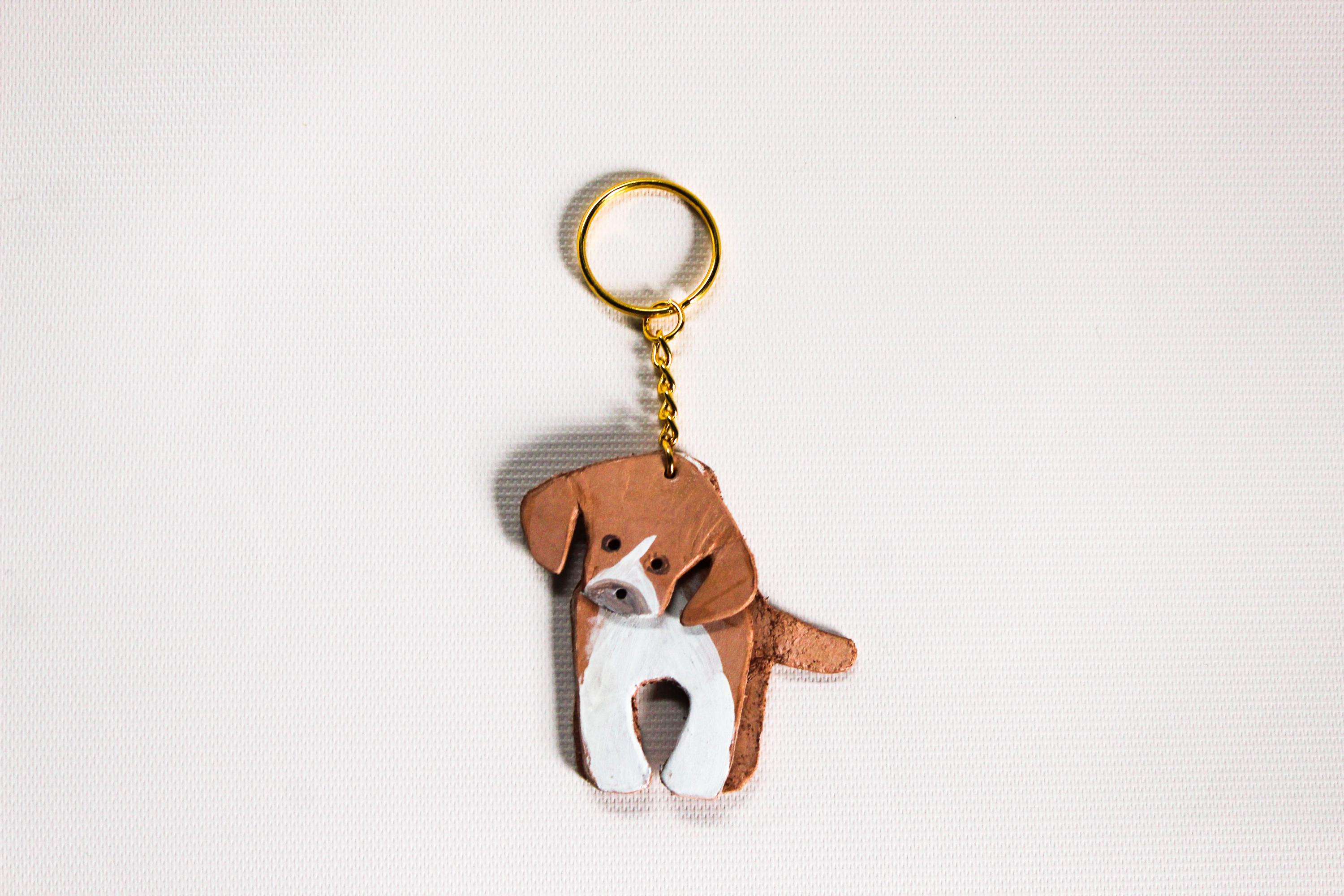 Custom Leather Dog Keychain Personalized Pet Gift Handmade Pet Portrait ...