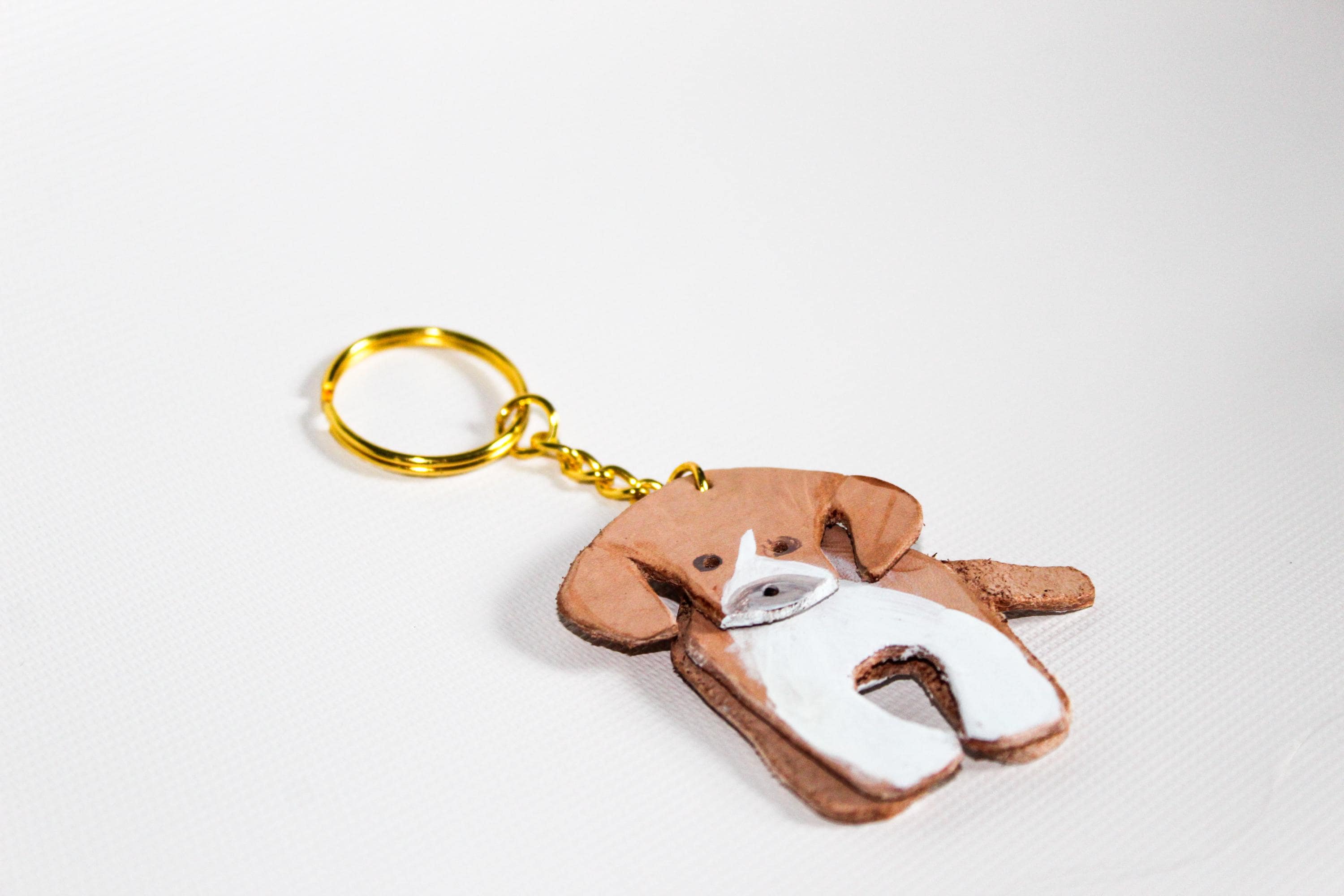 Custom Leather Dog Keychain Personalized Pet Gift Handmade Pet Portrait ...
