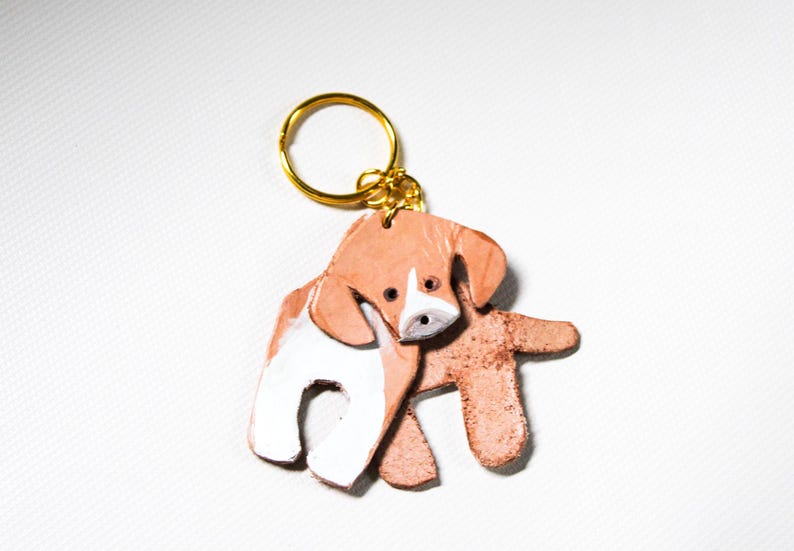 Custom Leather Dog Keychain Personalized Pet Gift Handmade Pet Portrait ...