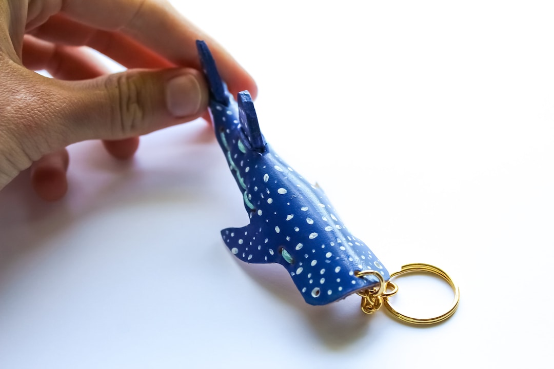 Small Leather Whale Shark Keychain- Blue - Etsy