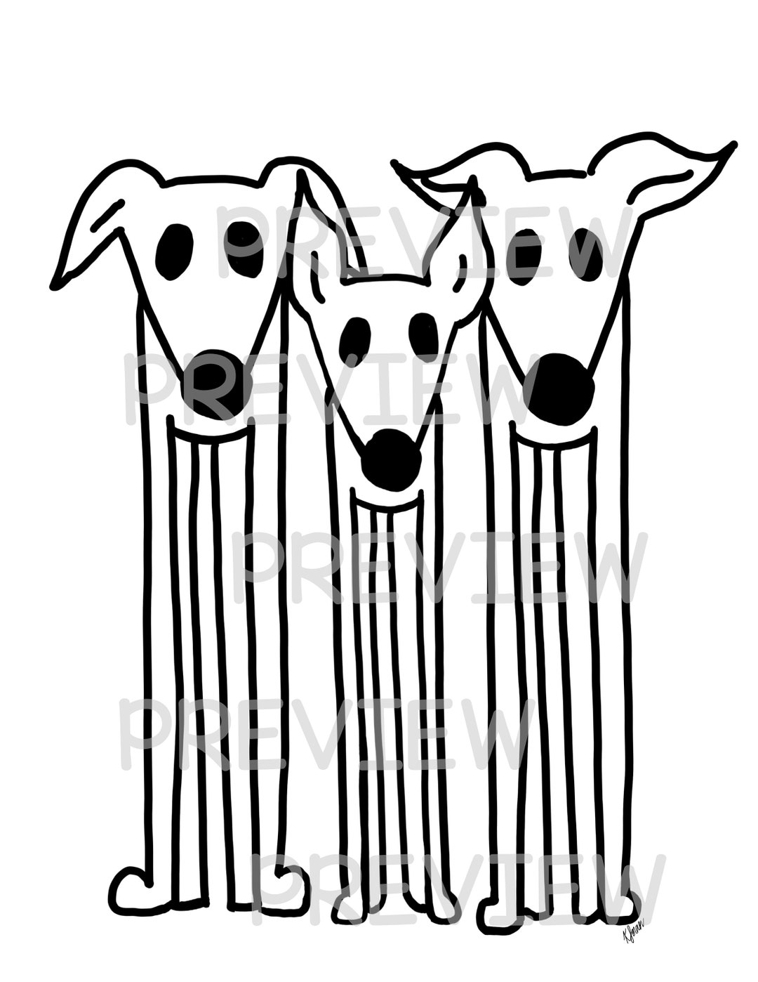 Greyhound Line Drawing Digital Download - Etsy