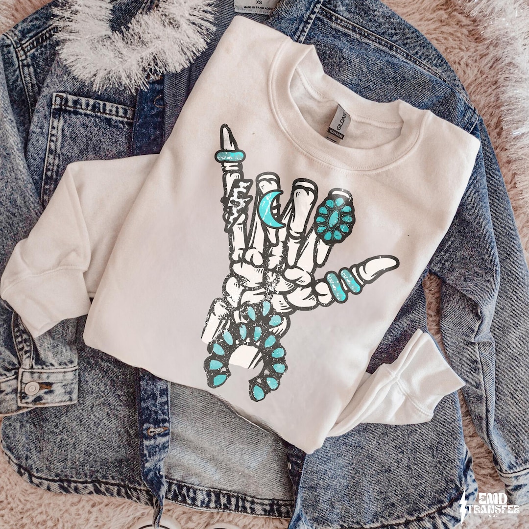 Western Skeleton Hand DTF Transfer Ready to Press Direct to Film Cold ...