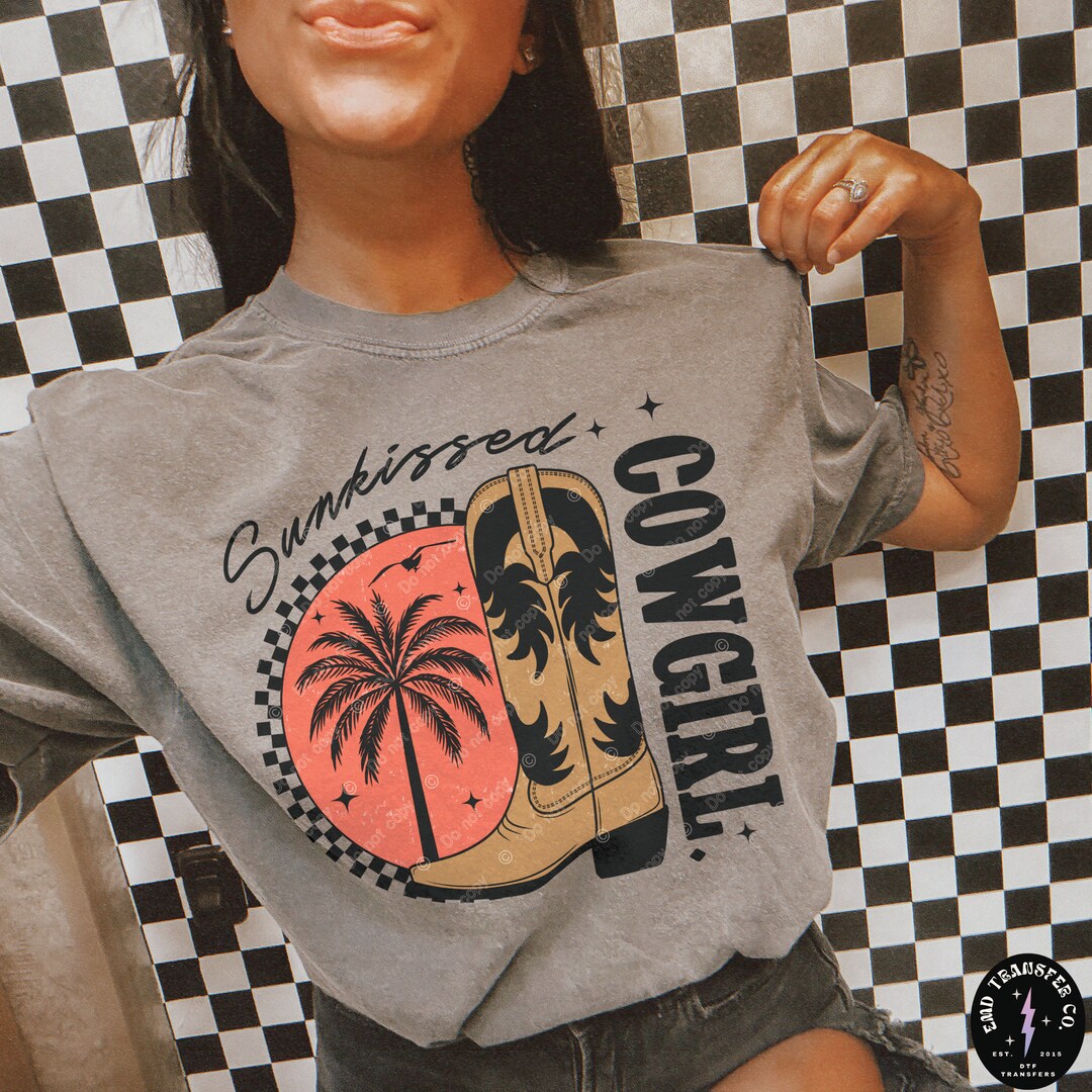 Western DTF Sunkissed Cowgirl DTF TRANSFER | Ready to Press | Direct to ...