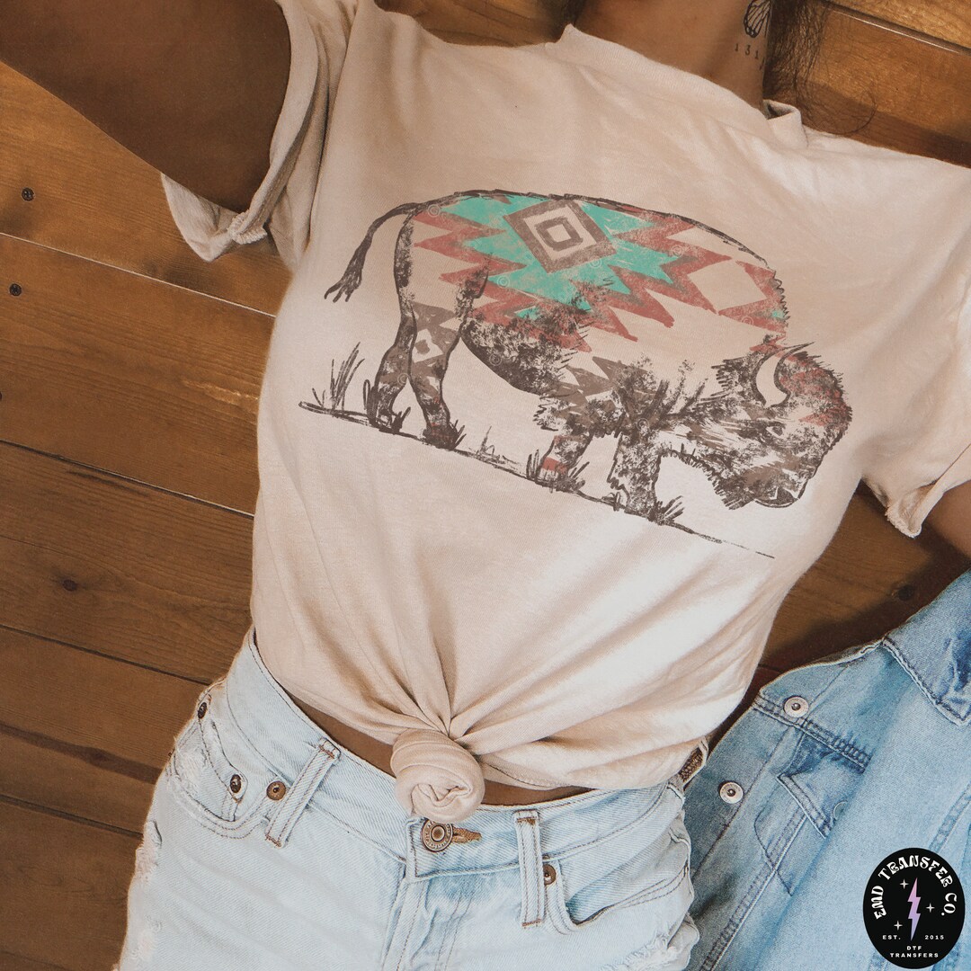 Aztec Buffalo Western Boho DTF Transfer Ready to Press | Direct to Film ...