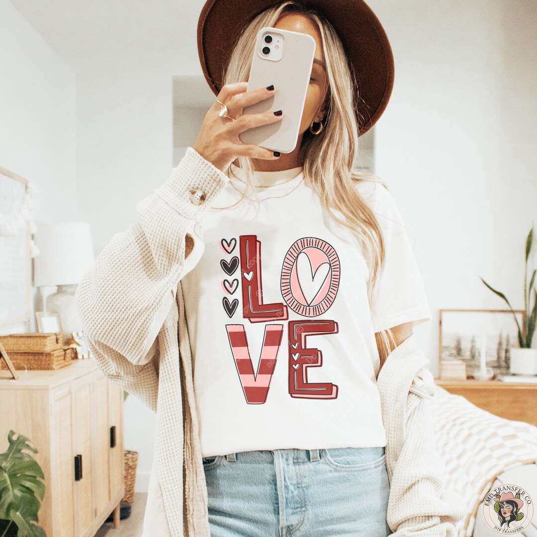 Love Valentines Hearts DTF TRANSFER | Ready to Press | Direct to Film ...