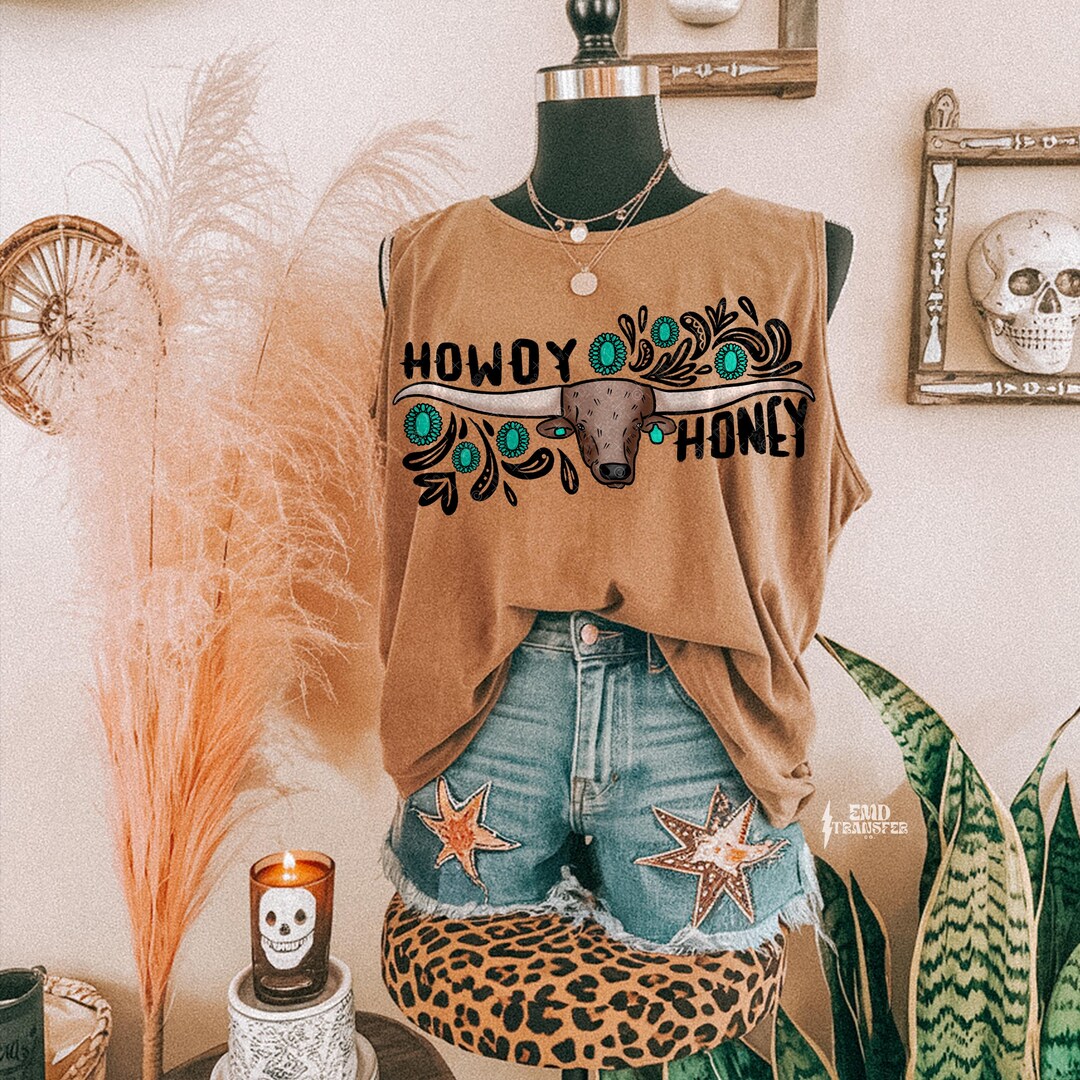 Western Howdy Bull Head DTF TRANSFER Ready to Press | Direct to Film ...