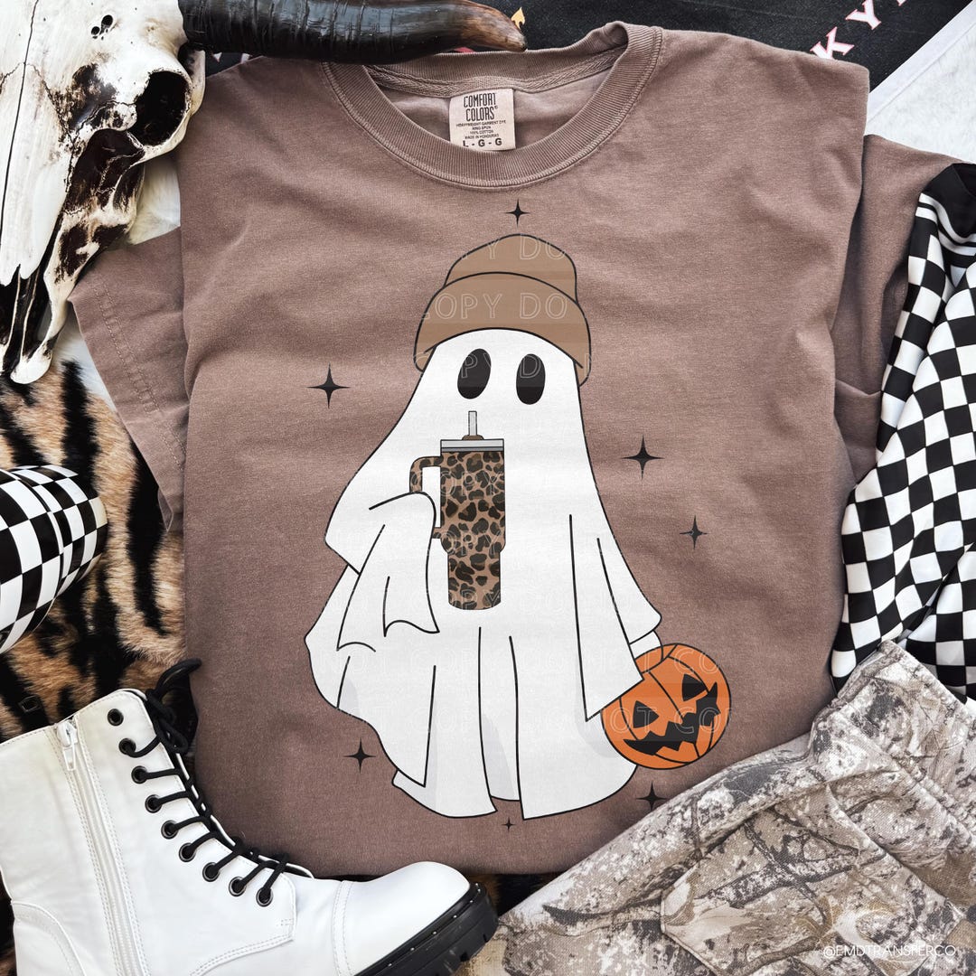 Halloween Leopard Ghost DTF TRANSFER | Ready to Press | Direct to Film ...