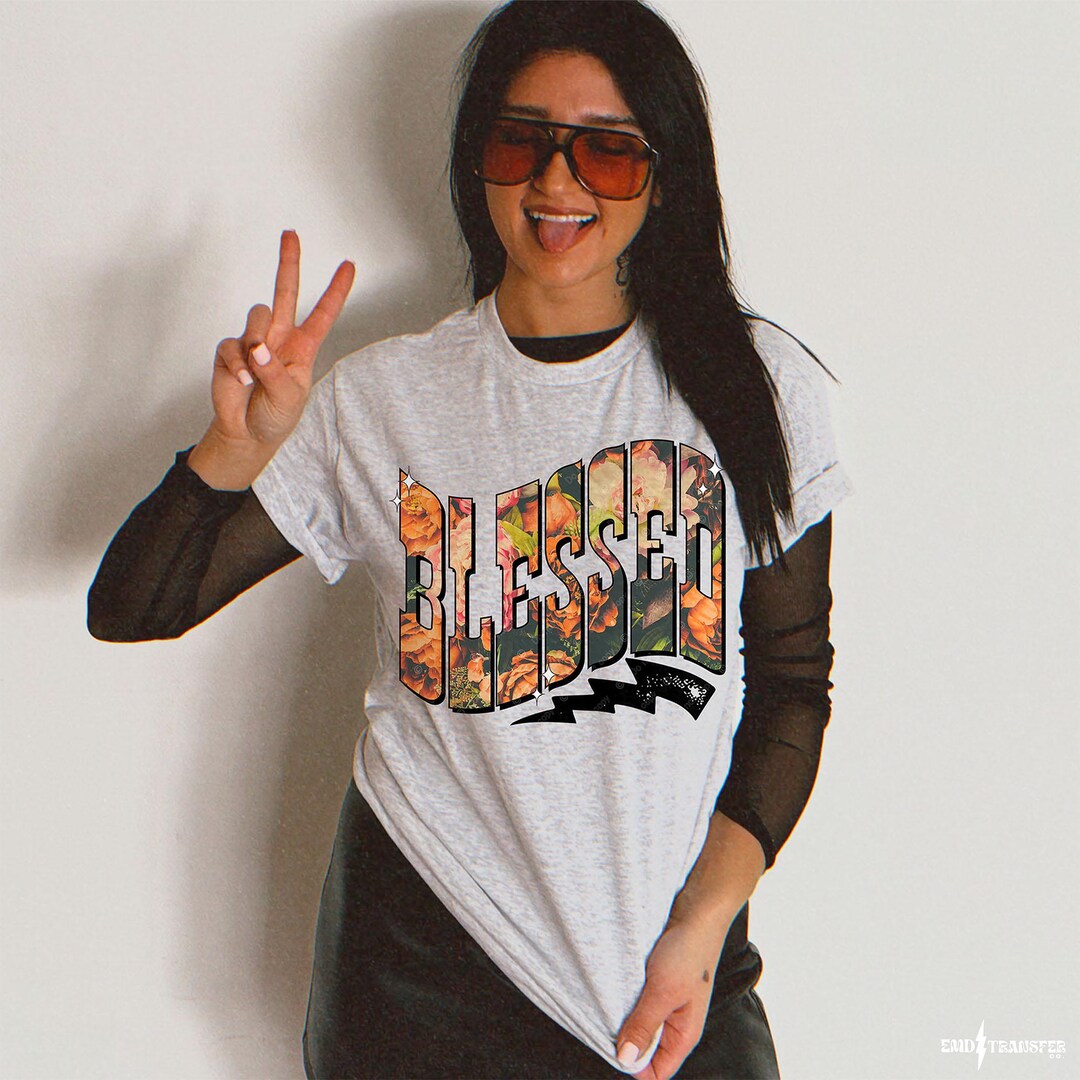 Blessed Orange Floral DTF TRANSFER Ready to Press Direct to Film Cold ...