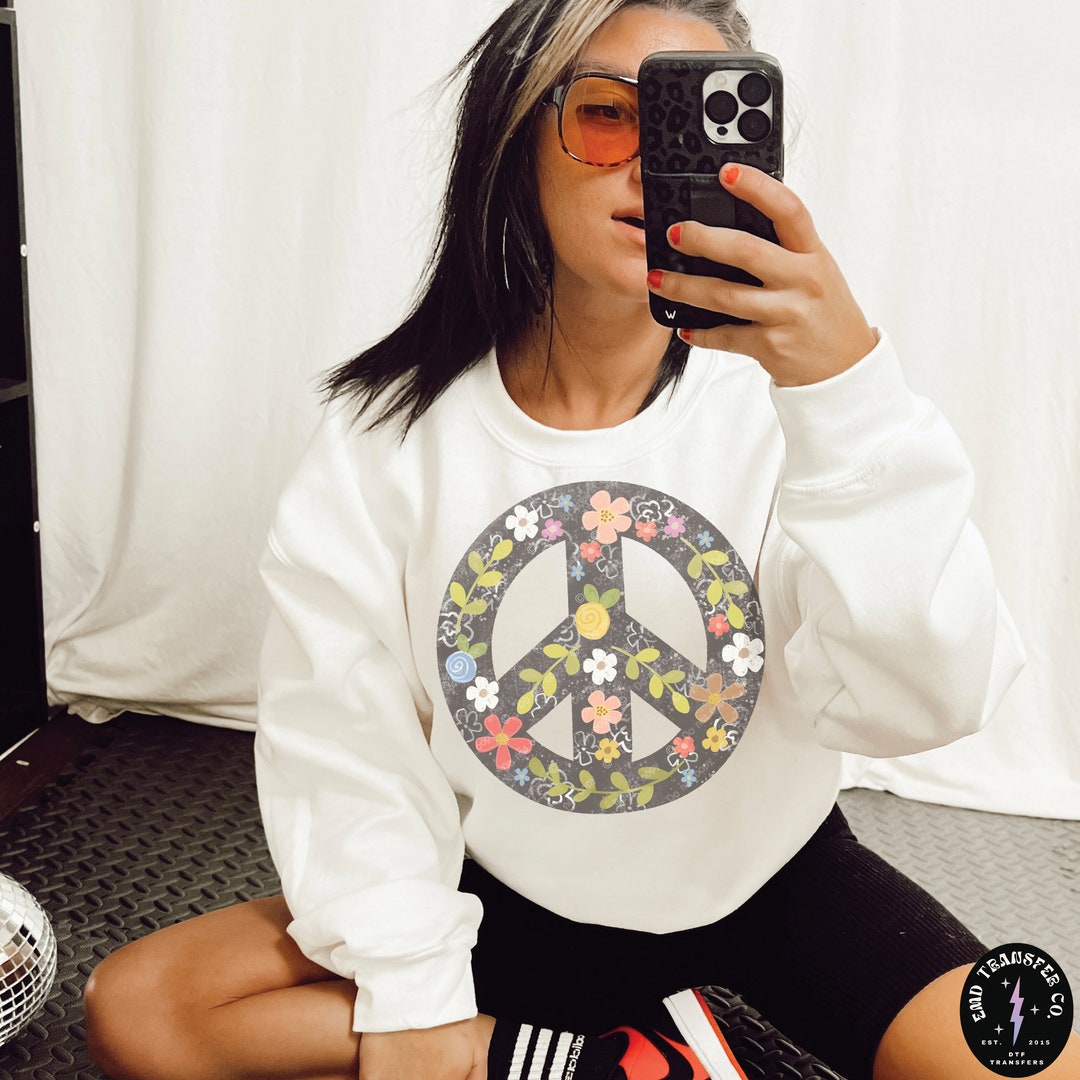 Floral Peace DTF Transfer Ready to Press | Direct to Film | Cold Peel ...