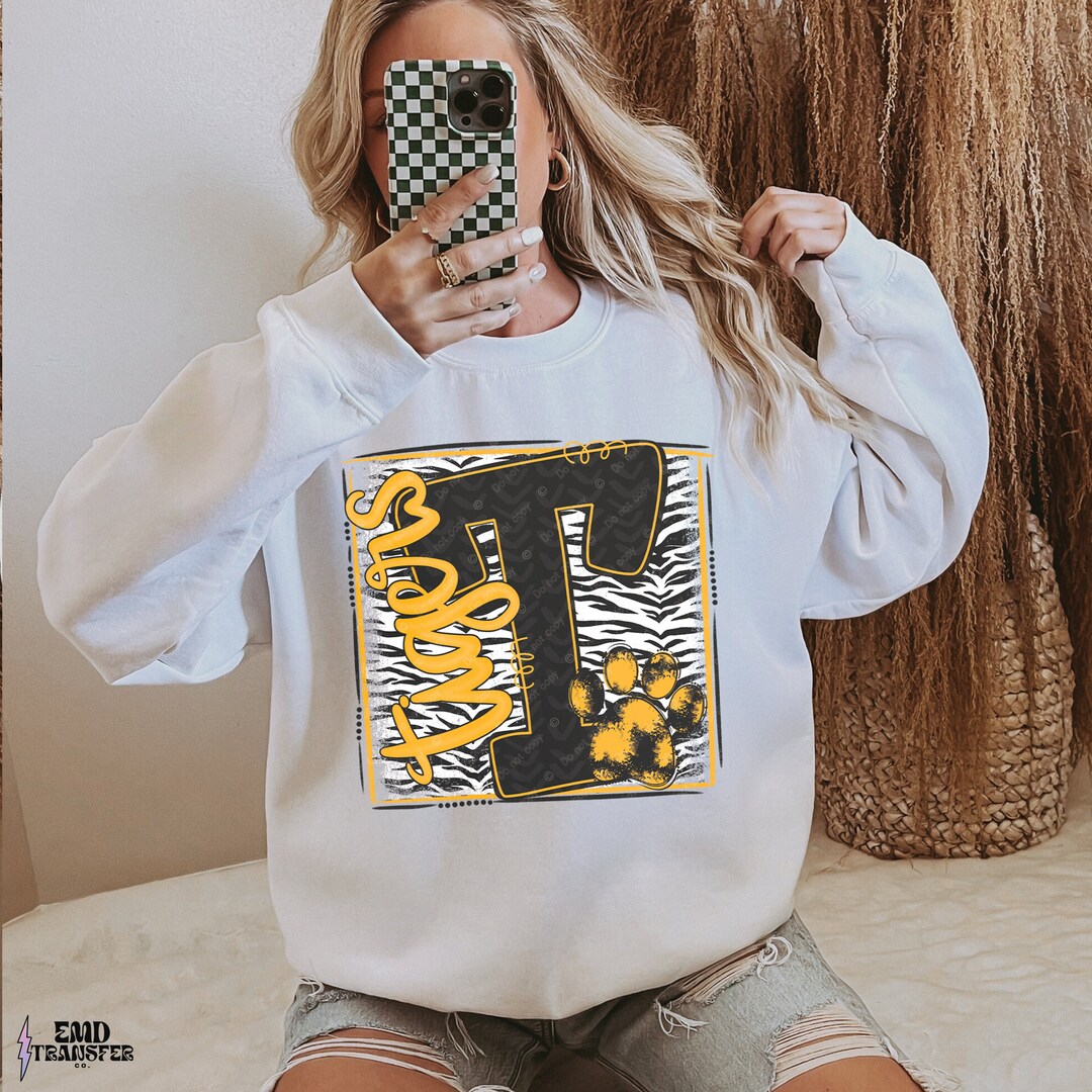 Sports DTF Tigers Yellow DTF TRANSFER Direct to Film Ready to Press ...