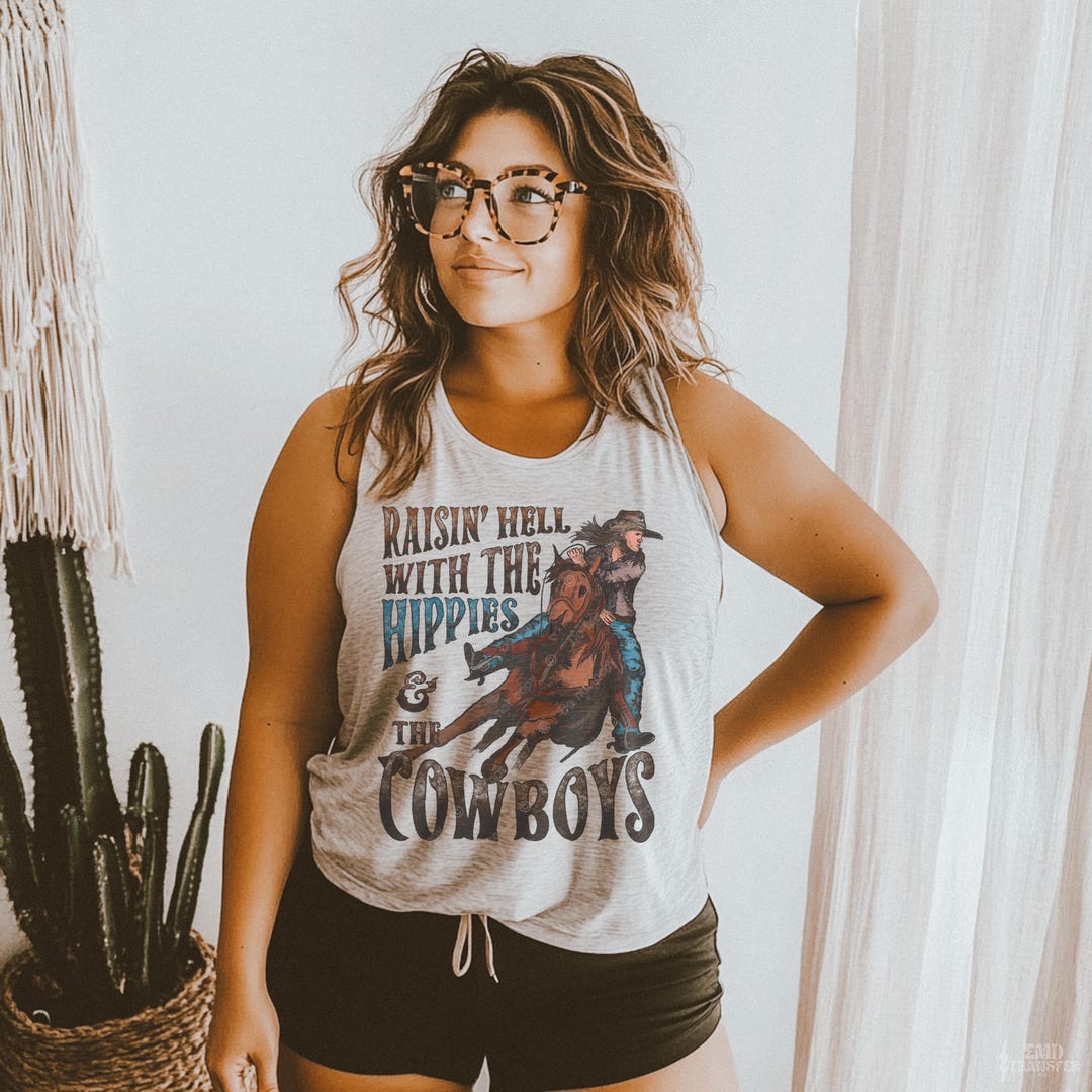 Raising Hell With the Hippies and the Cowboys DTF TRANSFER Ready to ...