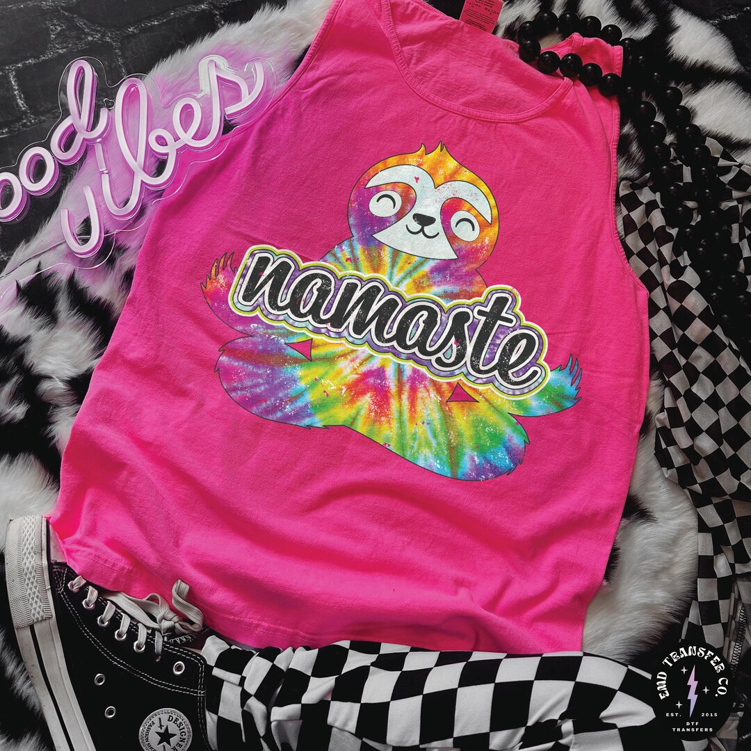 Namaste Sloth DTF TRANSFER Ready to Press Direct to Film Cold Peel ...