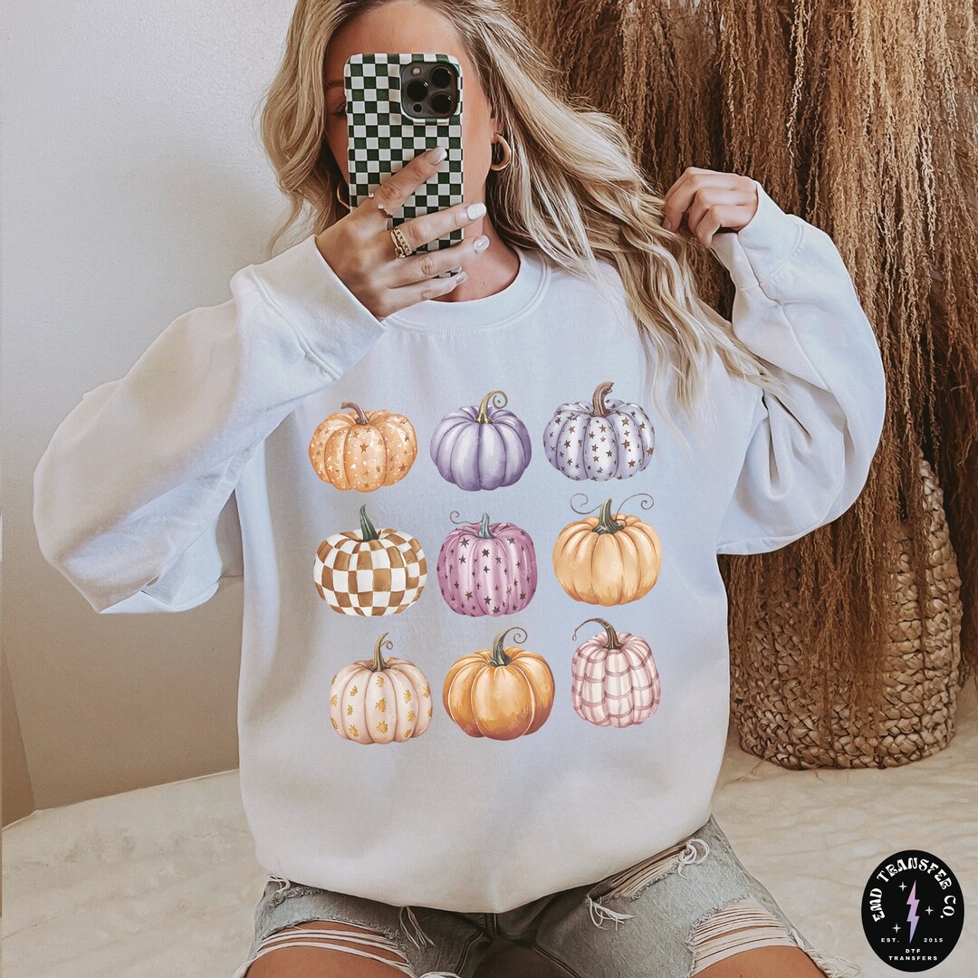 Halloween Fall Pumpkins DTF Transfer Ready to Press Direct to Film Cold ...