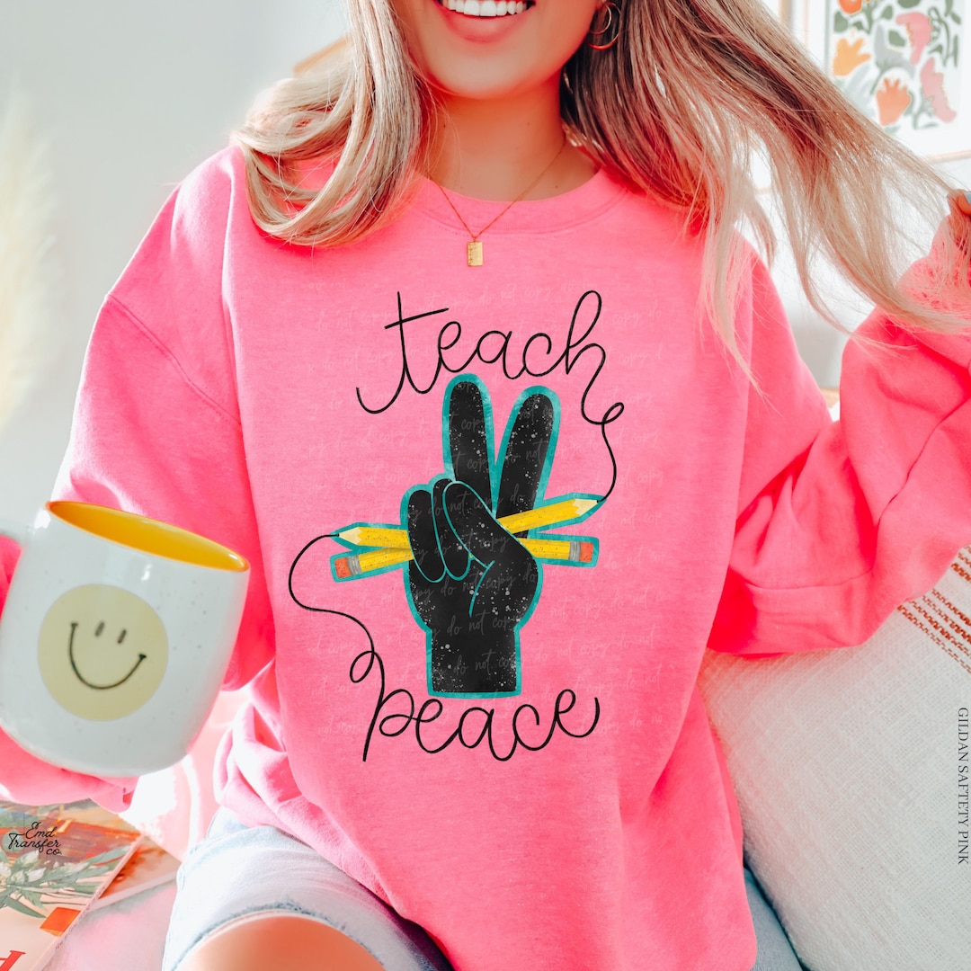 Teacher Teach Peace DTF Transfer Ready to Press Direct to Film Cold ...