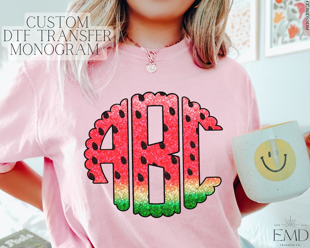 Custom Name DTF TRANSFER Watermelon Summer Monogram DTF - Etsy