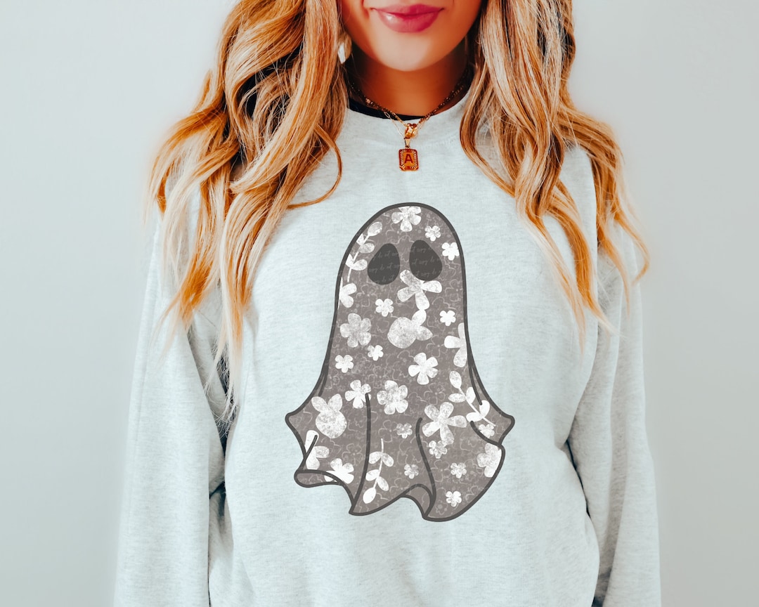 Halloween Floral Ghost DTF TRANSFER Ready to Press Direct to Film Cold ...