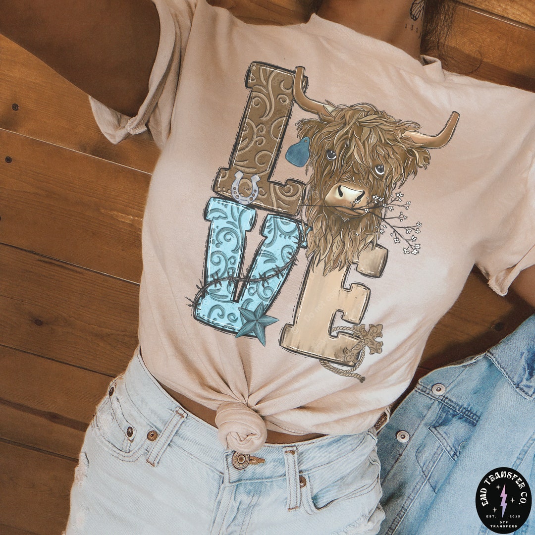 Cow Highlander Western DTF Transfer Ready to Press | Direct to Film ...