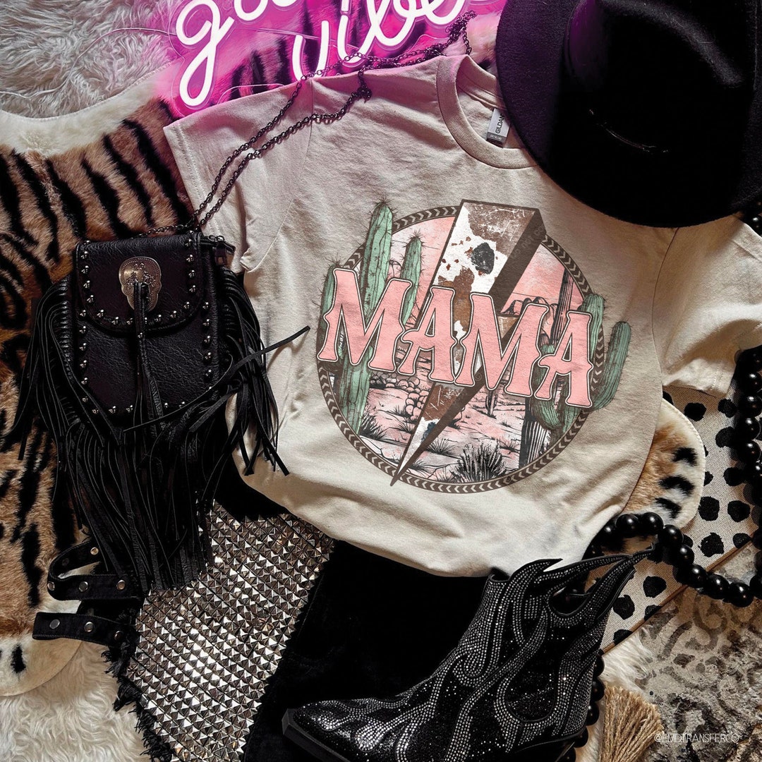 Mama DTF TRANSFER Western Cactus DTF Ready to Press Direct to Film Cold ...