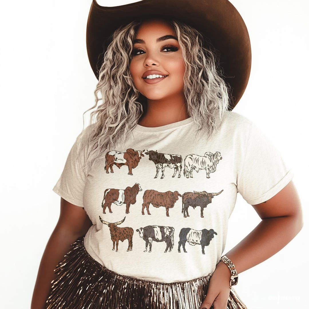 Western Cattle Cow DTF TRANSFER Ready to Press Direct to Film Cold Peel ...