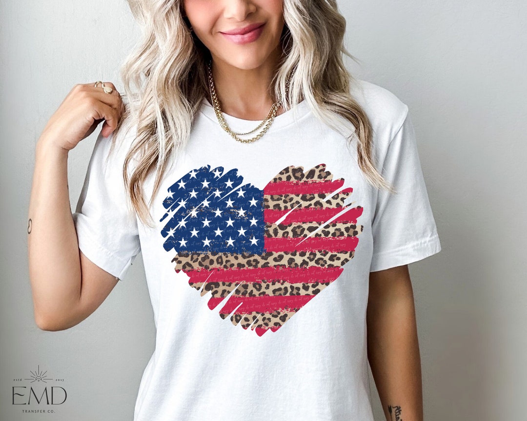 4th of July DTF TRANSFER Flag Heart Ready to Press Direct - Etsy