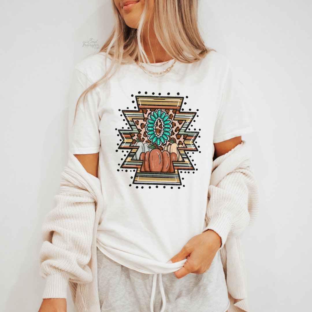 Western Turquoise Pumpkin DTF Transfer Ready to Press Direct - Etsy