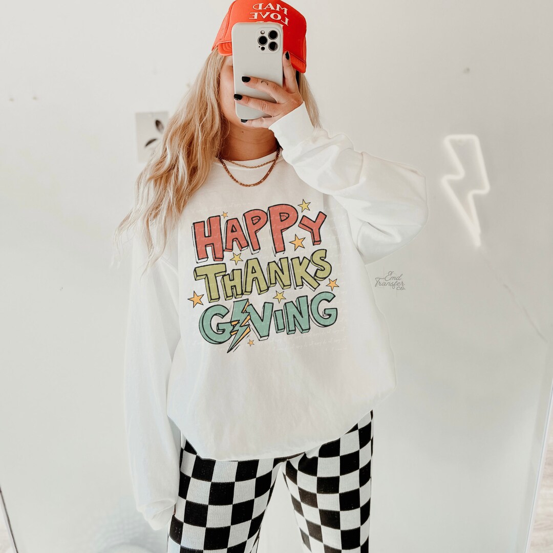 Happy Thanksgiving Fall DTF TRANSFER Ready to Press Direct - Etsy