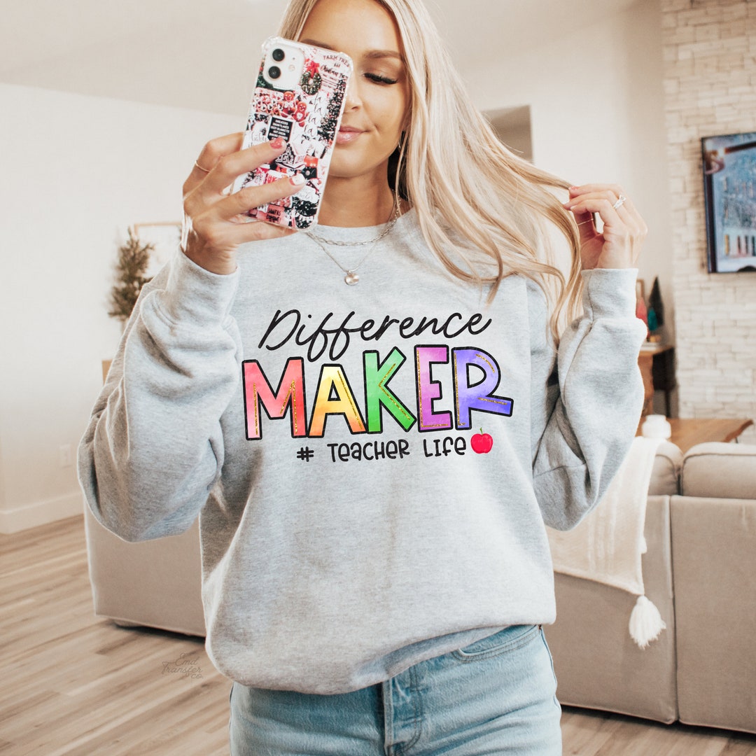 Teacher DTF TRANSFER Difference Maker School DTF Ready to Press Direct ...