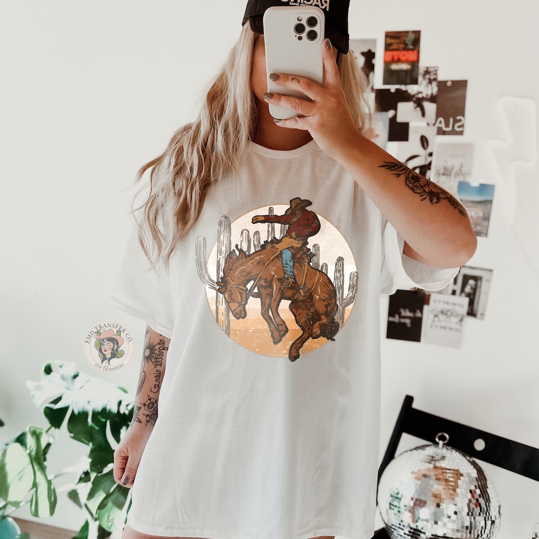 Western DTF Cowboy Rodeo DTF TRANSFER Direct to Film Cold Peel Transfer ...