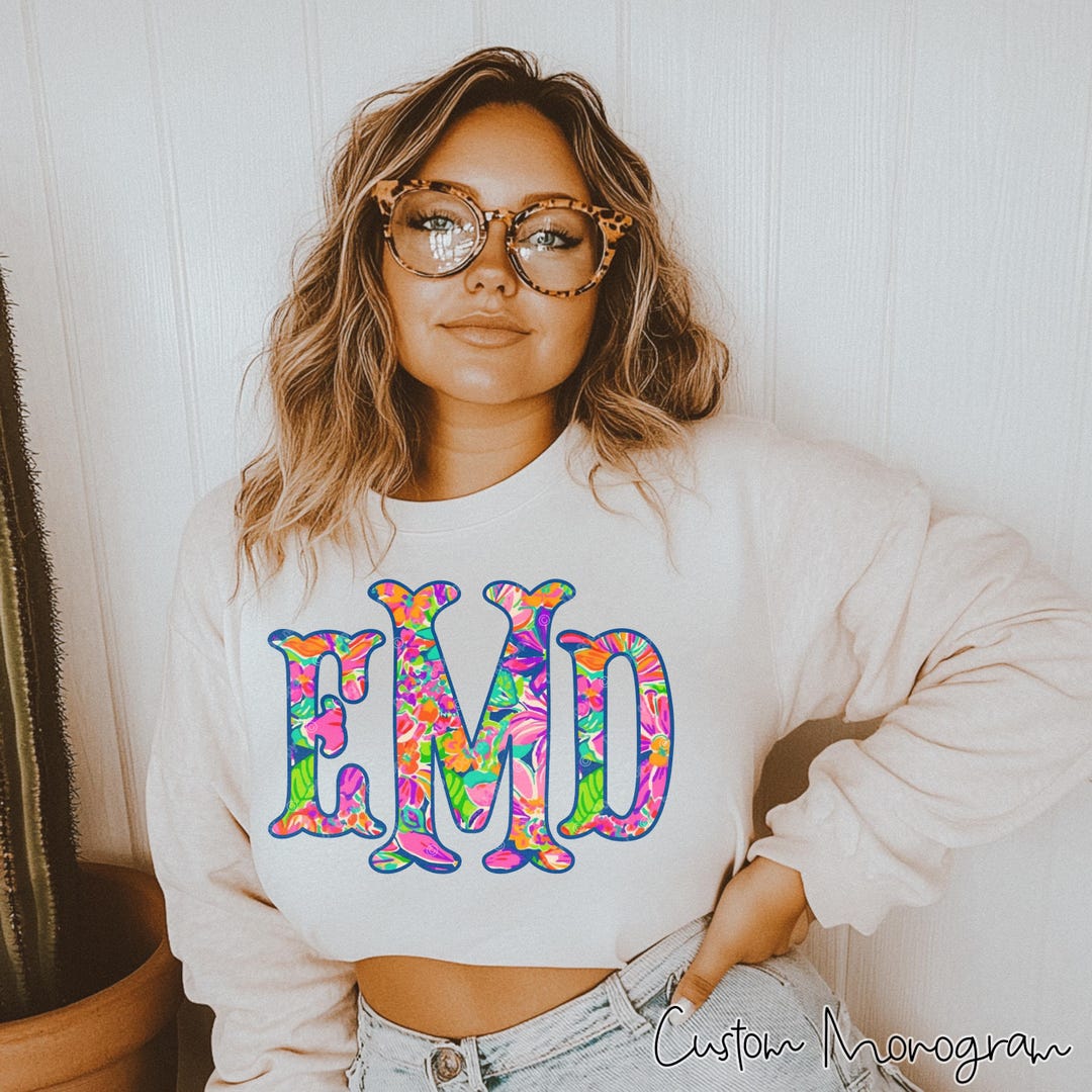 Custom Name Monogram DTF TRANSFER | Floral DTF Ready to Press | Direct ...