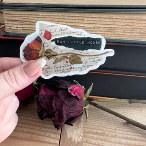 Run Little Mouse Booktok Sticker - Rose and Handwritten Note Design - Etsy