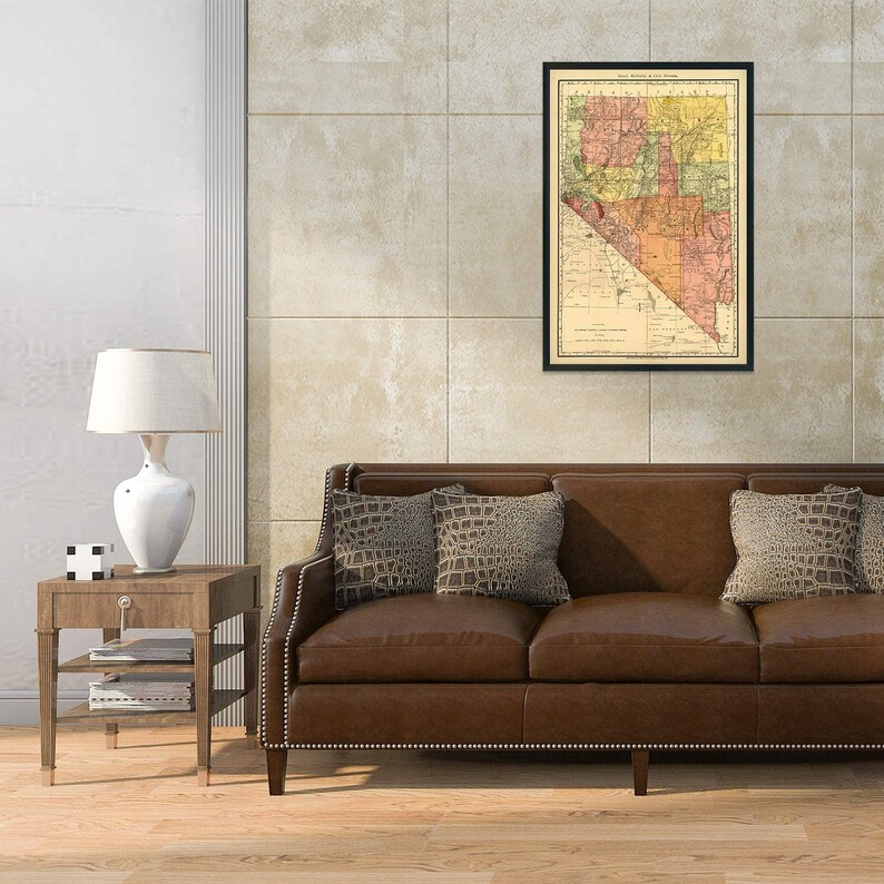 1893 Nevada State Map Vintage Map of Nevada Wall Art - Etsy