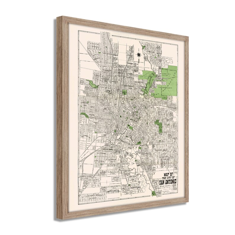 1924 Bexar County Map Print - Framed Vintage San Antonio Map - Historic ...