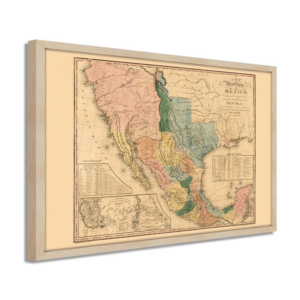 1846 Mexico Map - Framed Vintage Mexico Wall Map - History Map of ...