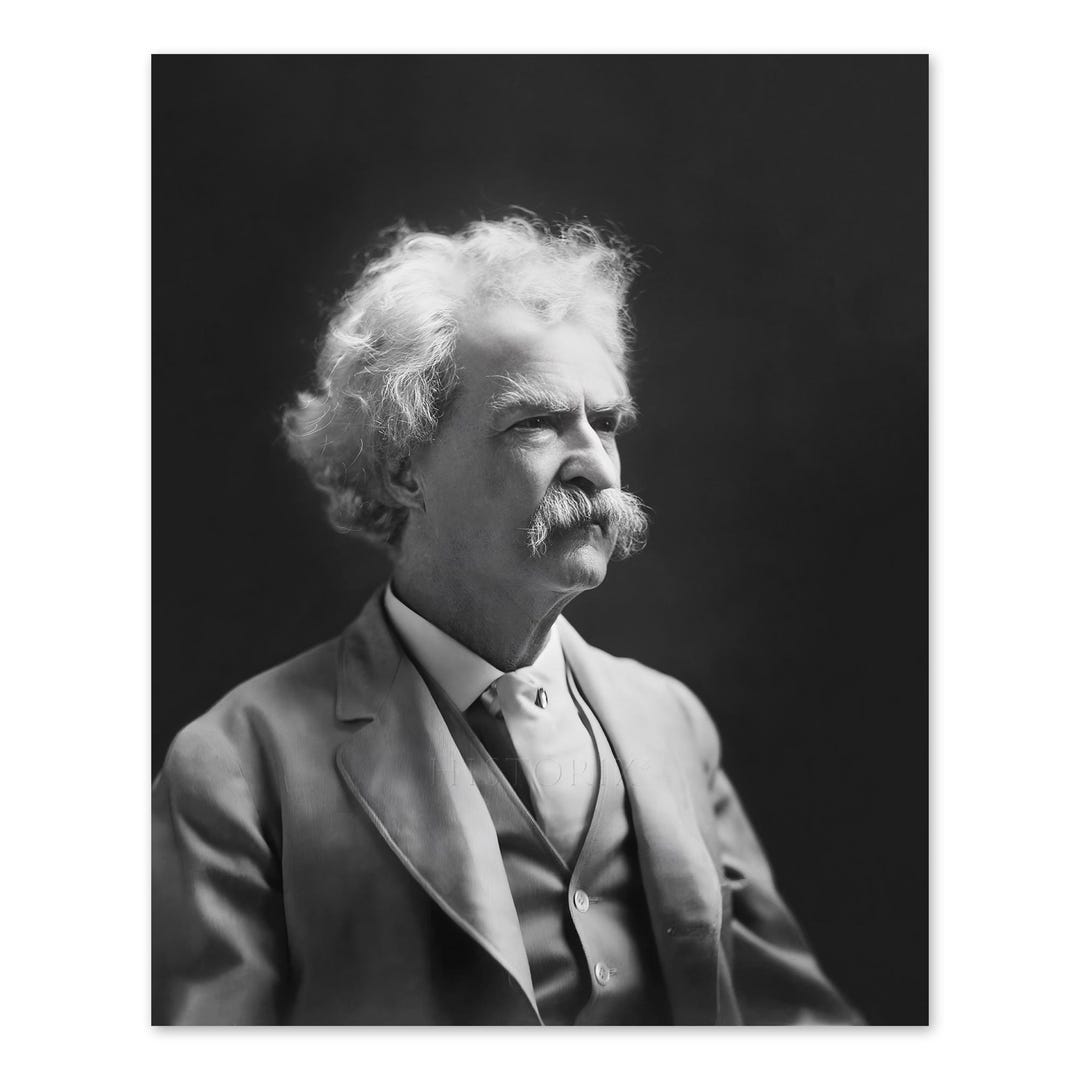 1907 Mark Twain Photo Print - Vintage Portrait Photo of Mark Twain the ...