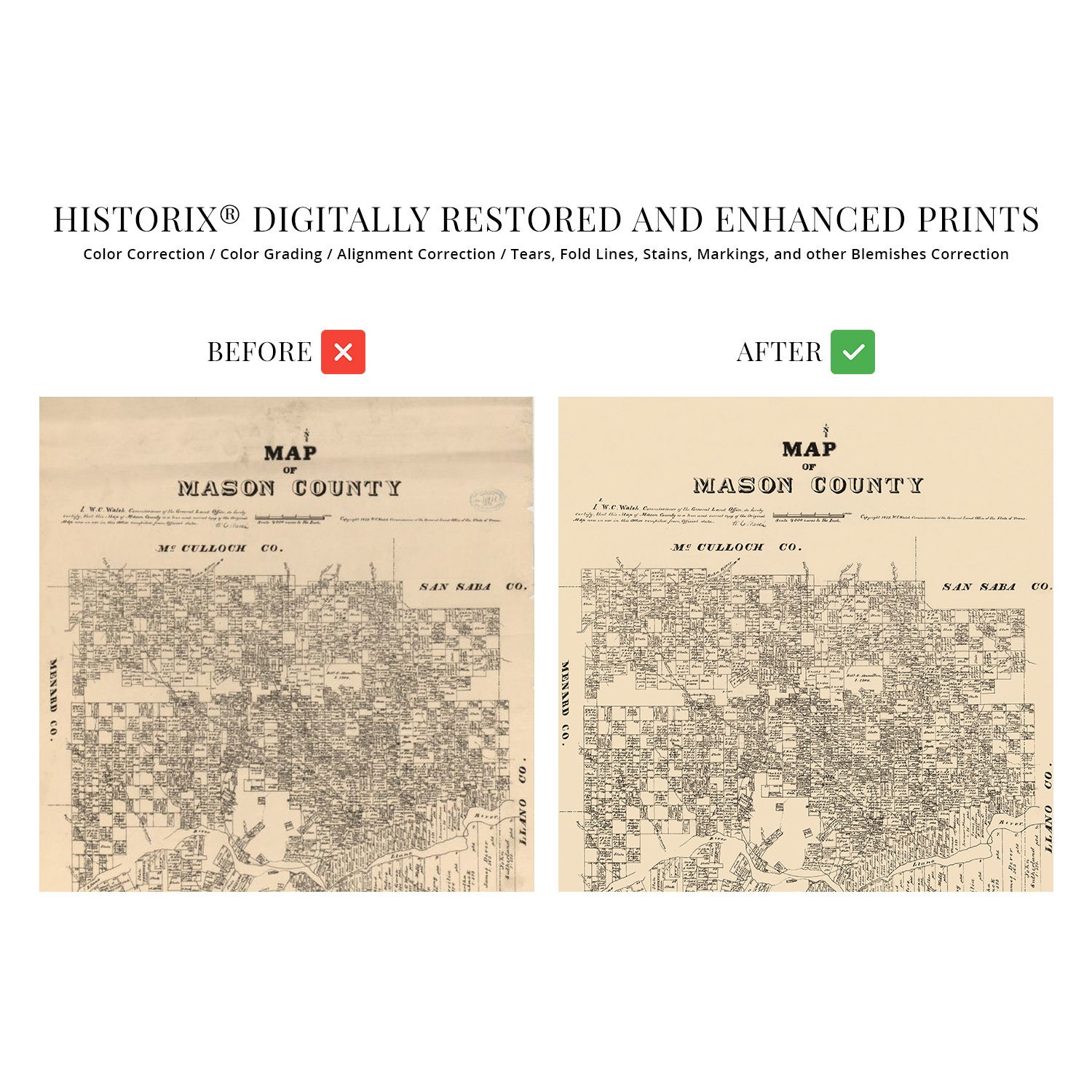 1879 Mason County Texas Map Vintage Mason County Map Mason - Etsy