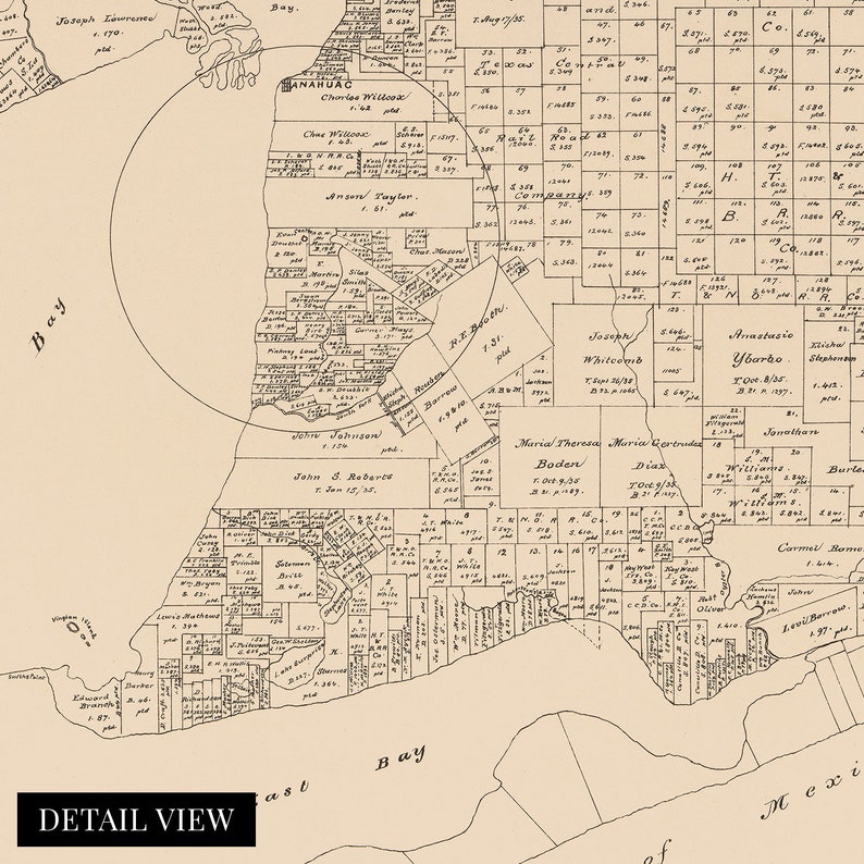 1879 Chambers County Texas Map Poster - Chambers Texas Vintage Map ...