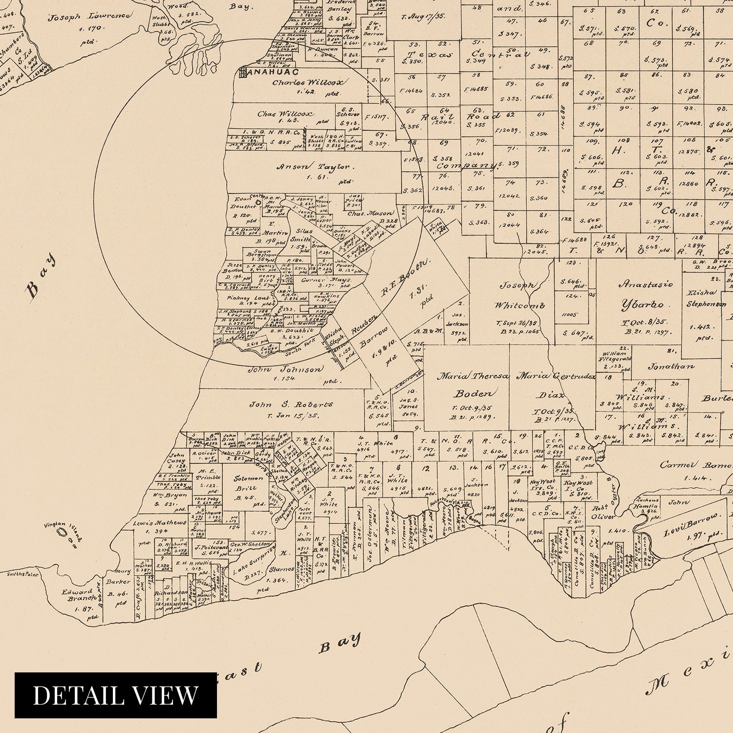 1879 Chambers County Texas Map Poster - Chambers Texas Vintage Map ...