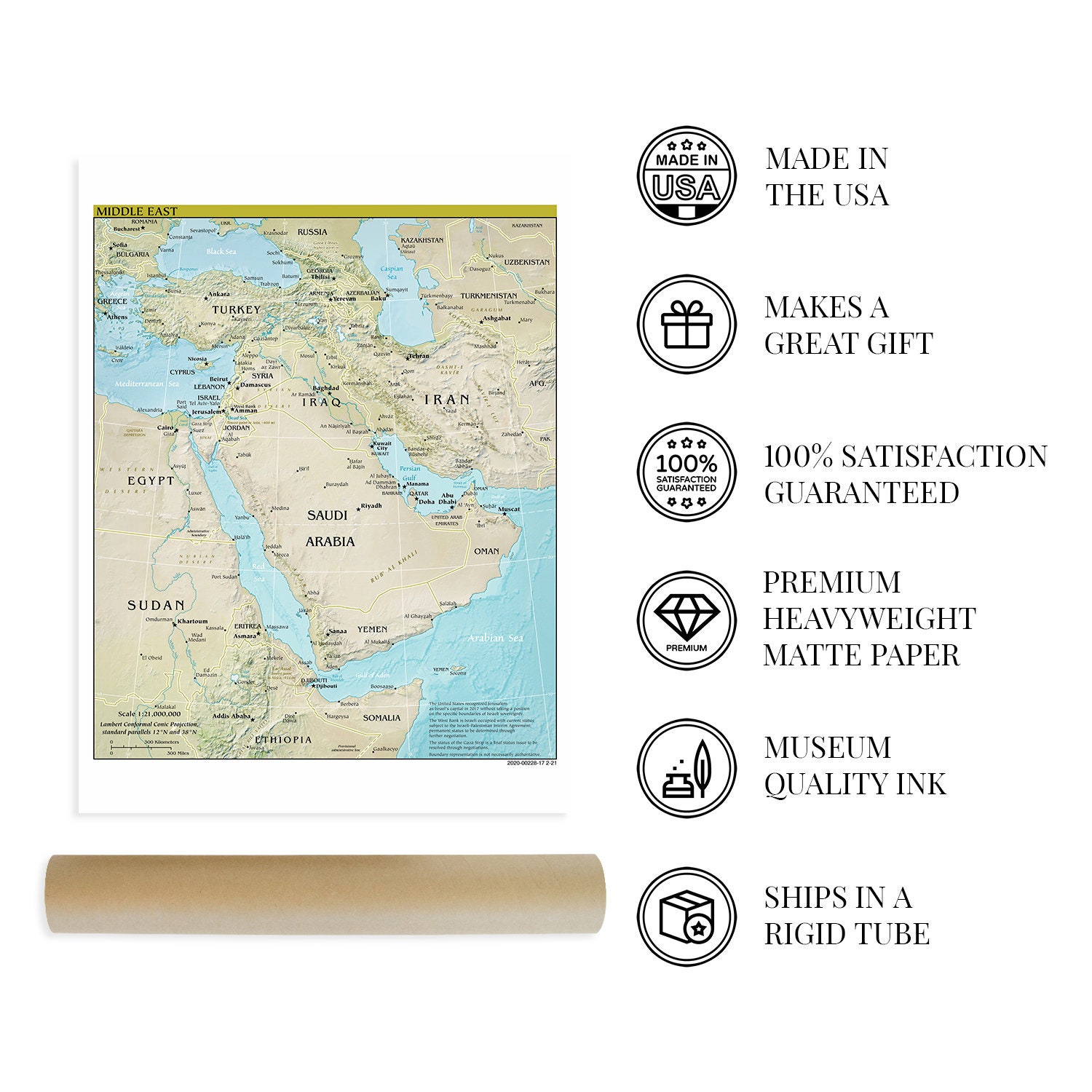 2021 Middle East Map Poster - Map of the Middle East Region - Countries ...