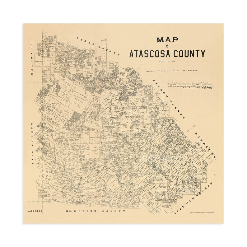 1879 Atascosa County Texas Map Vintage Map of Atascosa | Etsy