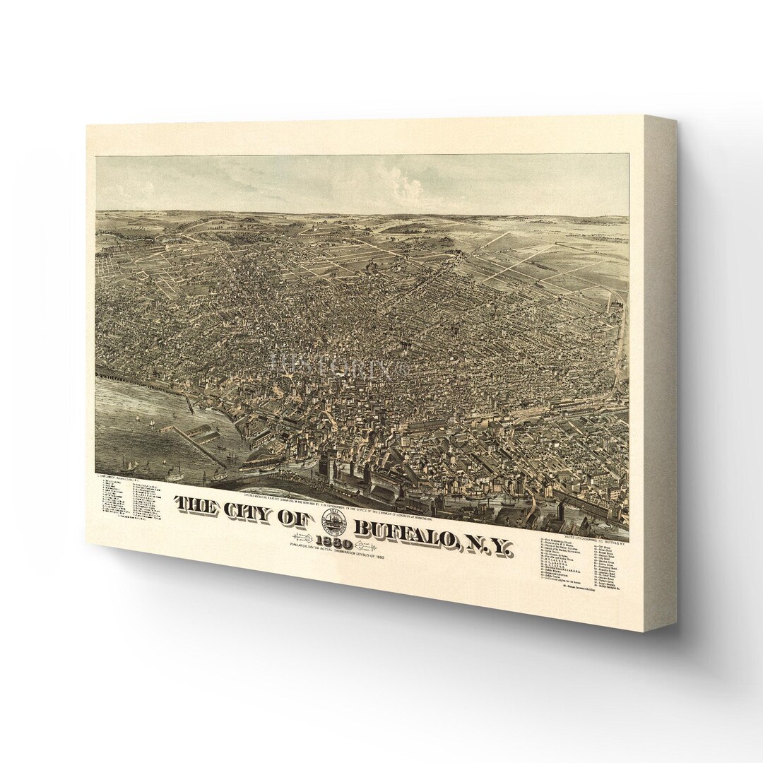 1880 Buffalo Map Canvas Art - Canvas Wrap Vintage Buffalo New York Map ...