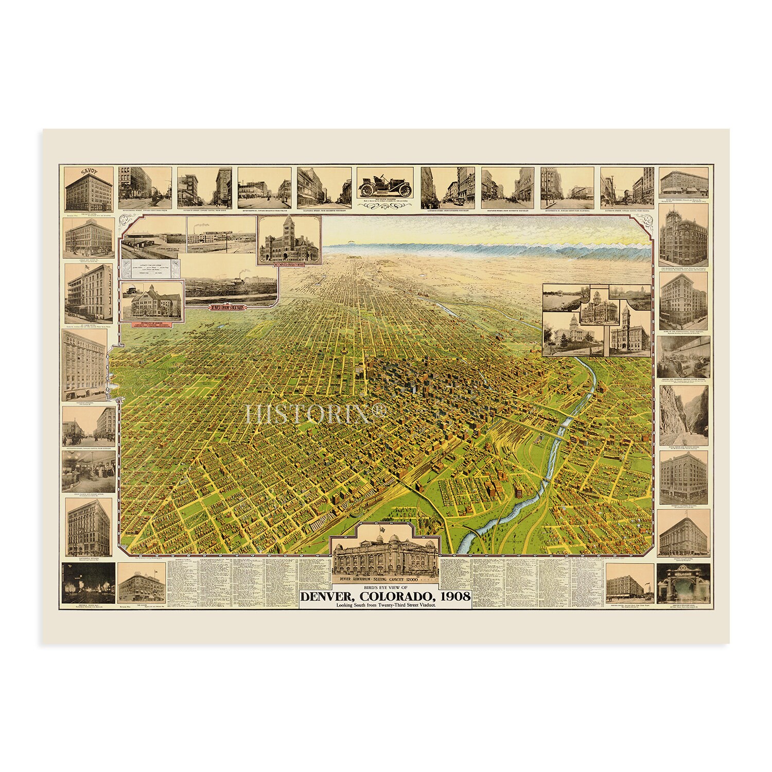 1908 Denver Colorado Map - Vintage Colorado Map - Old Wall Map of ...