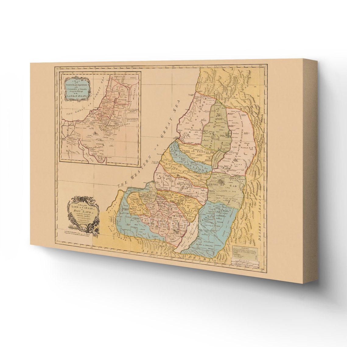1760 Land of Canaan Map Canvas Wrap Vintage Holy Land Map Poster ...