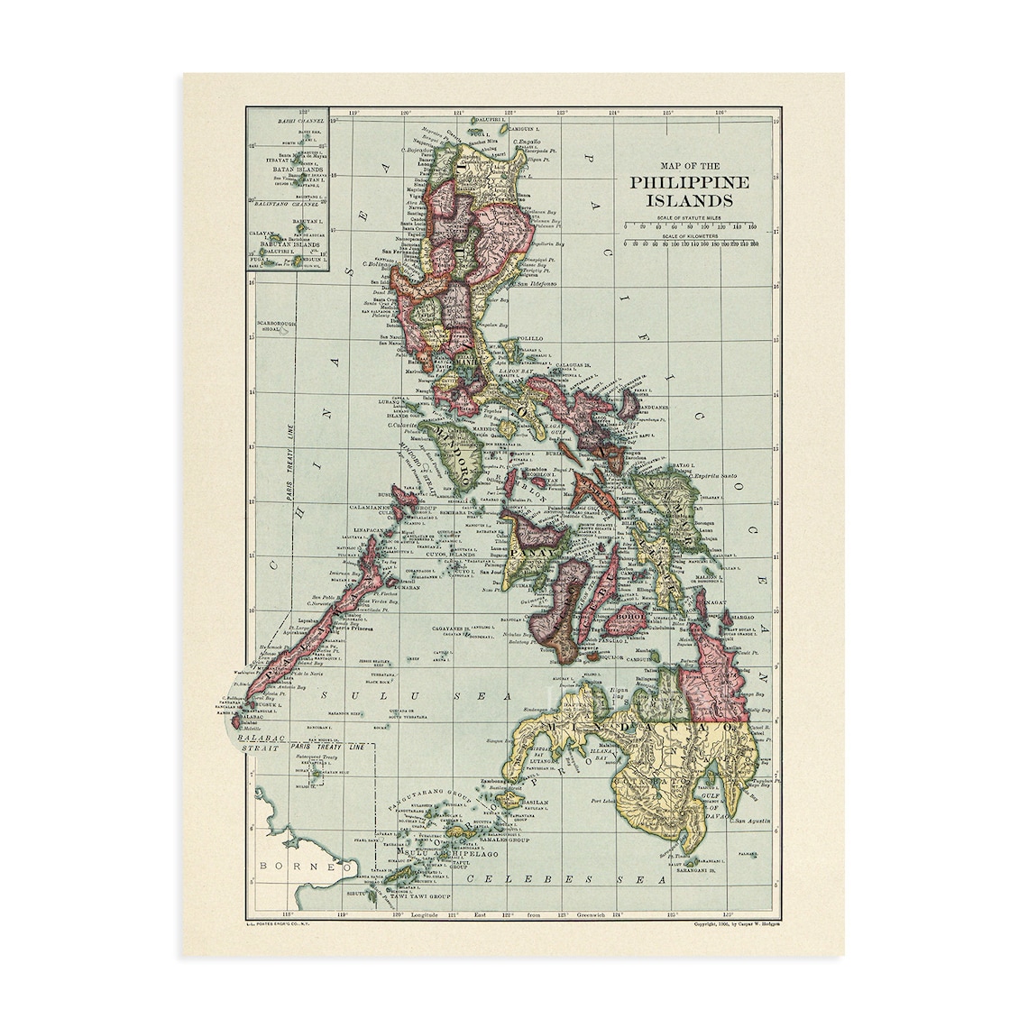 1906 Philippines Map Vintage Map of the Philippines - Etsy
