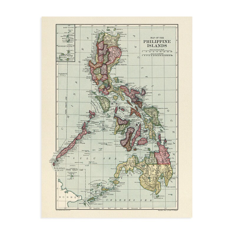 1906 Philippines Map Vintage Map of the Philippines History Map of ...