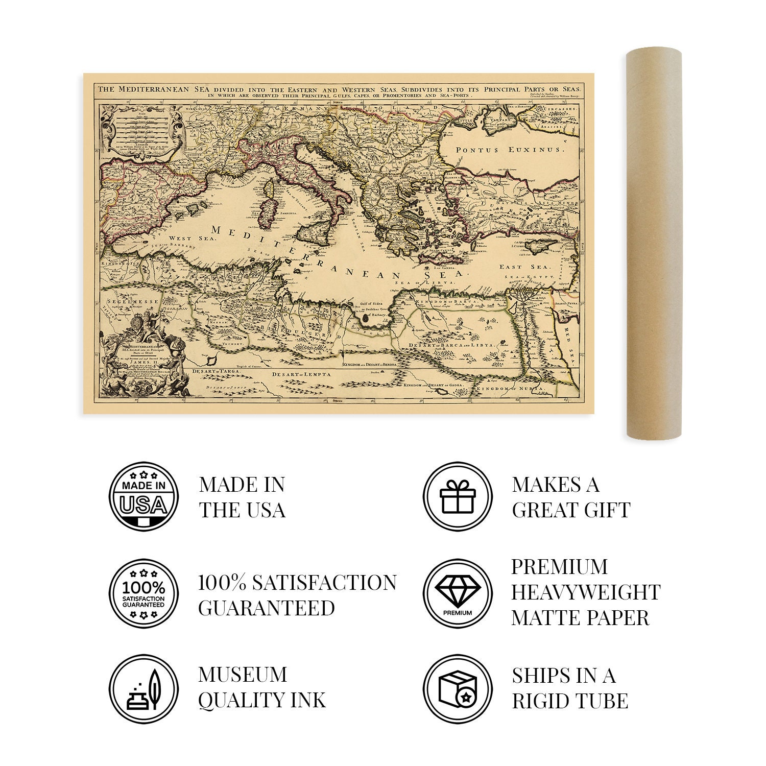 1680 Mediterranean Sea Map Old Map of the Mediterranean History ...