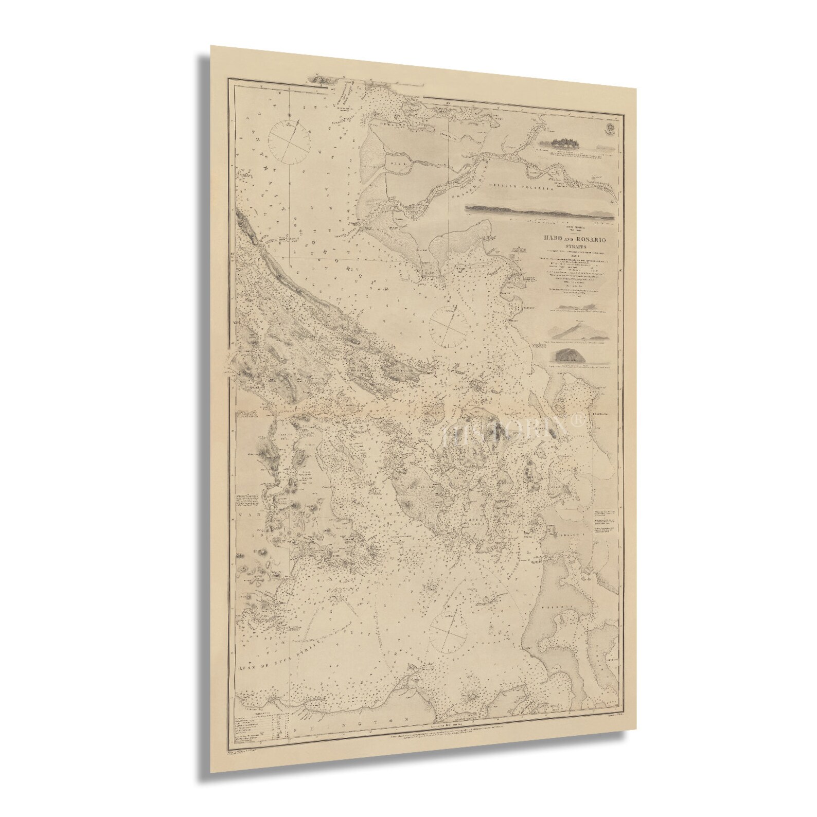 1865 Puget Sound Map Old Map of Puget Sound WA Showing San Juan Island ...